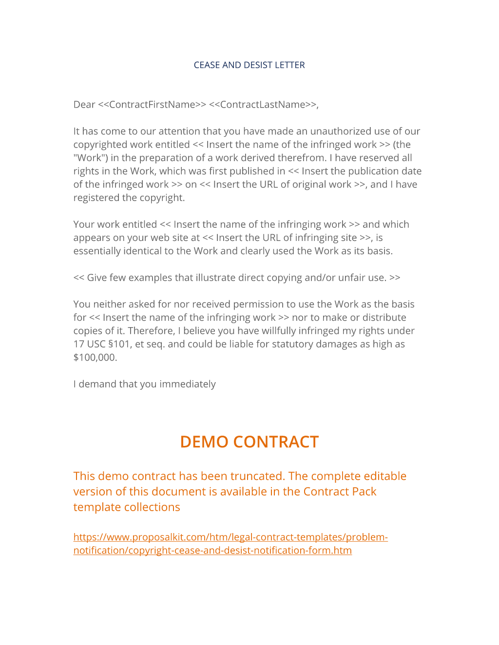 Copyright Cease And Desist Notification Form 3 Easy Steps