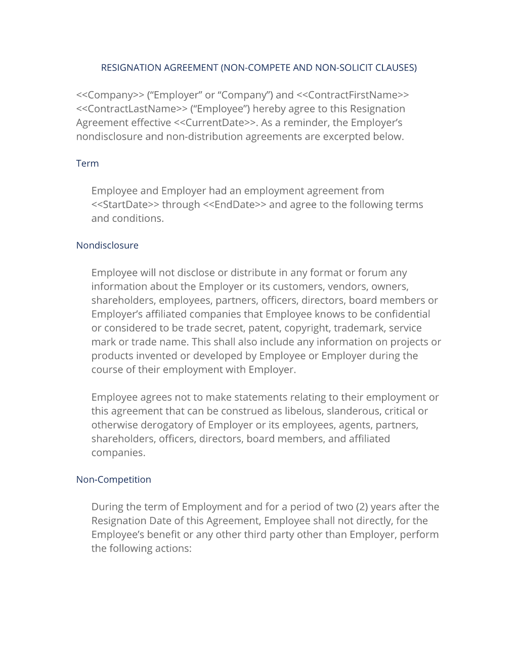 Employee Resignation Agreement Non Compete 3 Easy Steps