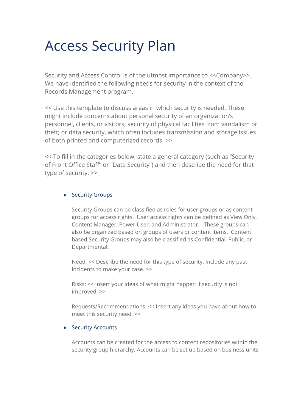 Records Access Security Plan Expanded Template Download