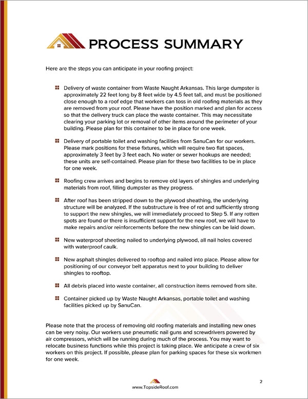 Roofing Contractor Sample Proposal Downloadable Template