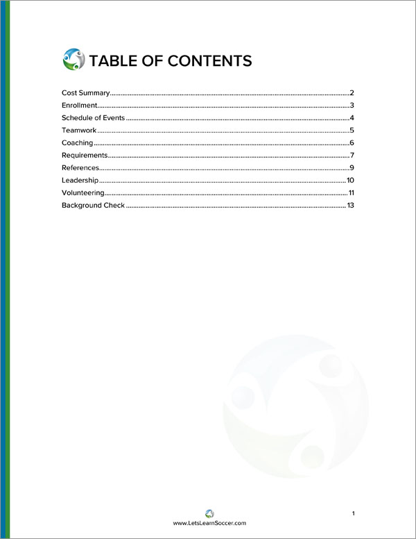 Youth Sports Program Sample Proposal - Downloadable Template