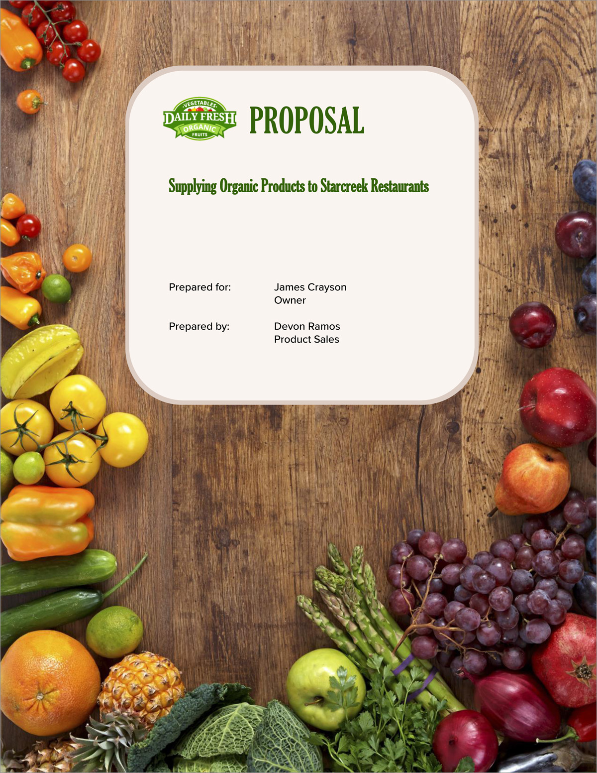 Organic Farming Product Sales Sample Proposal 5 Steps