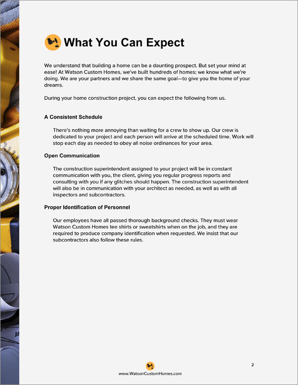 Custom Home Building Proposal - Downloadable Template